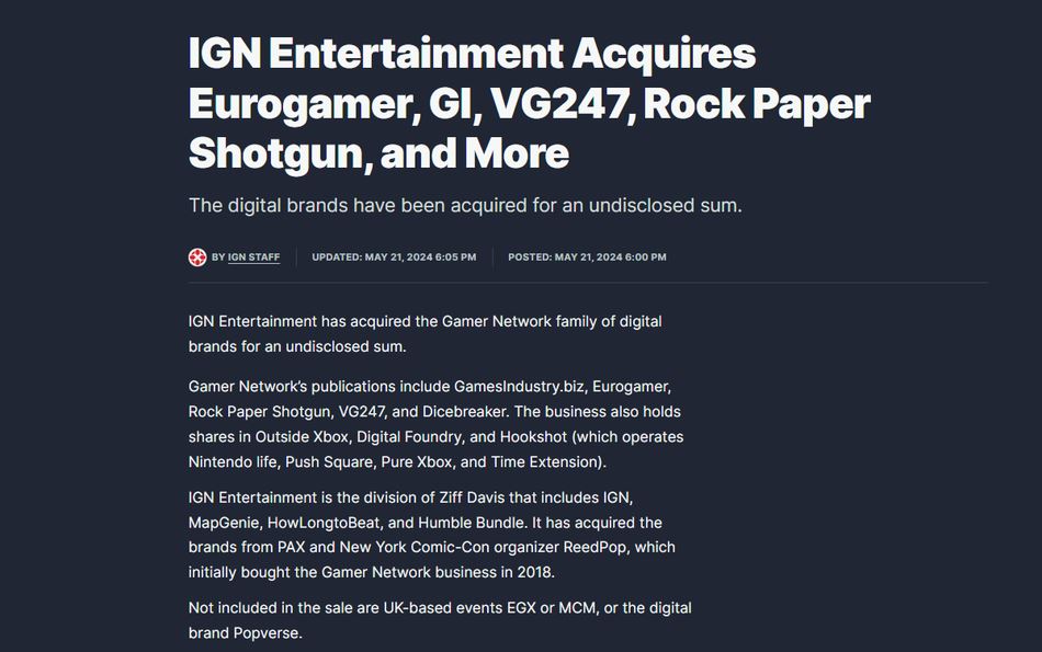 Popular Gaming Site Merges with IGN for an Unknown Amount - AllKeyShop.com