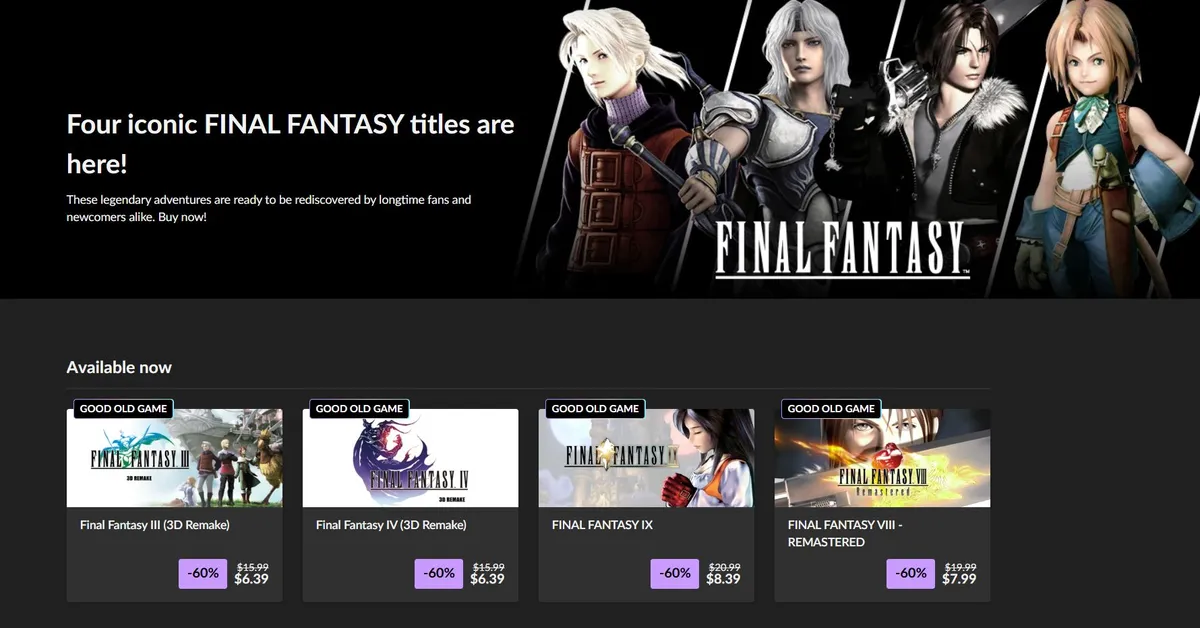Four Classic Final Fantasy Games Finally Go DRM-Free on GOG ...